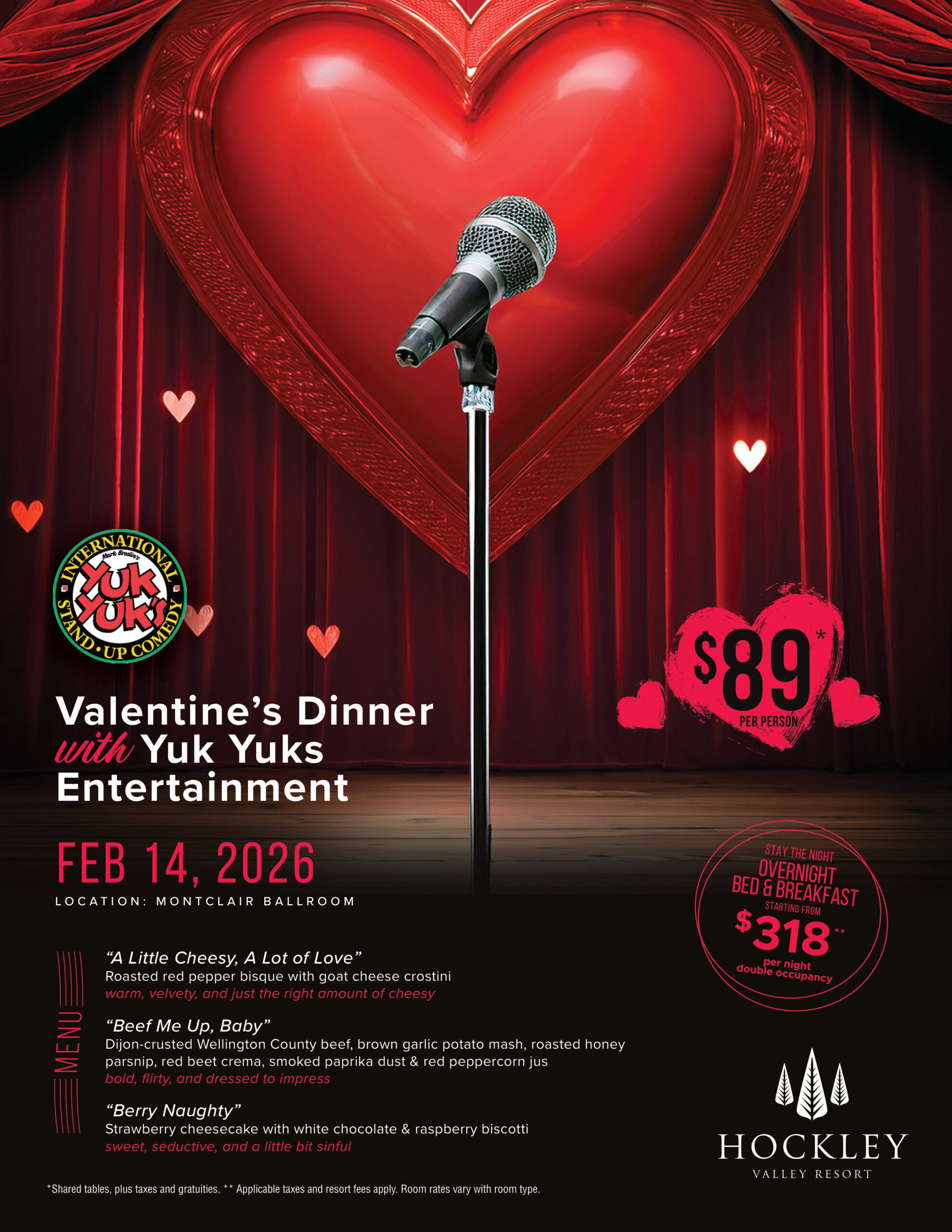 Valentines Day: Dinner & Yuk Yuks Comedy Show - Hockley